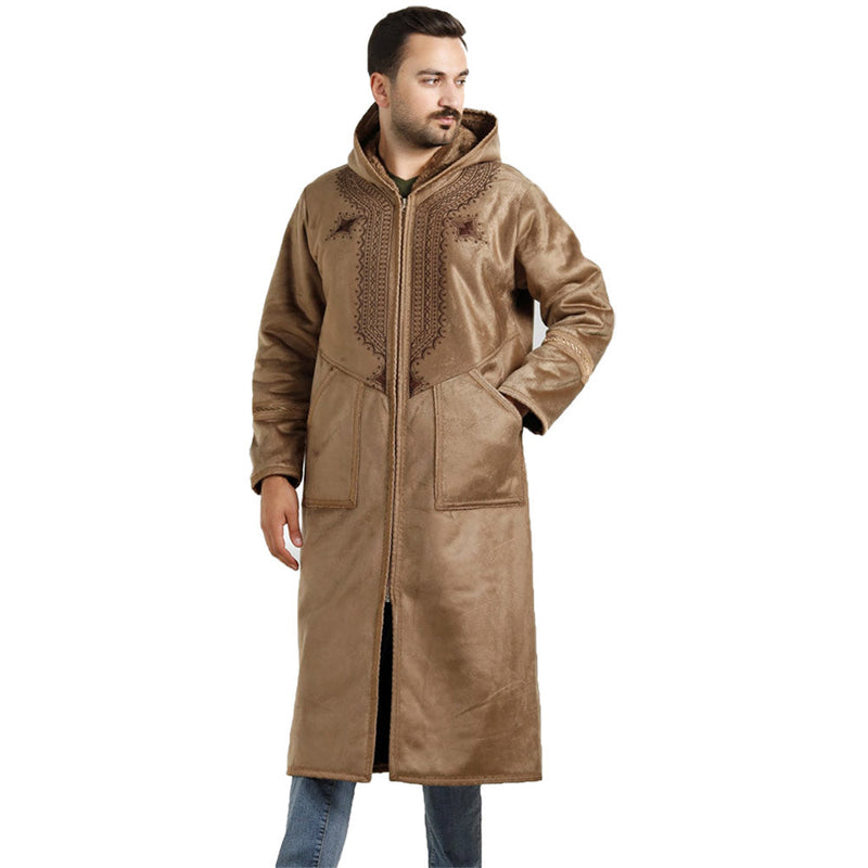 Farwa Moroccan style - Warm Winter Fur Coat - Cloak Arab Dress - Mens